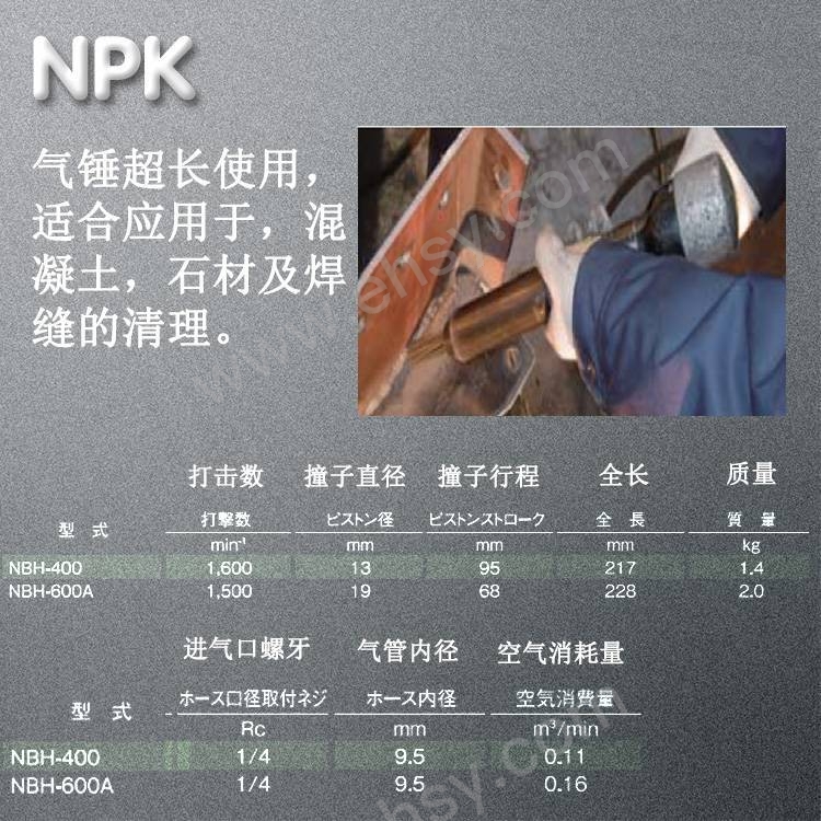 NPK 气凿，NBH-600A ，1500ipm，气管直径9.5mm 售卖规格：1把【多少钱 规格参数 图片 采购】-西域