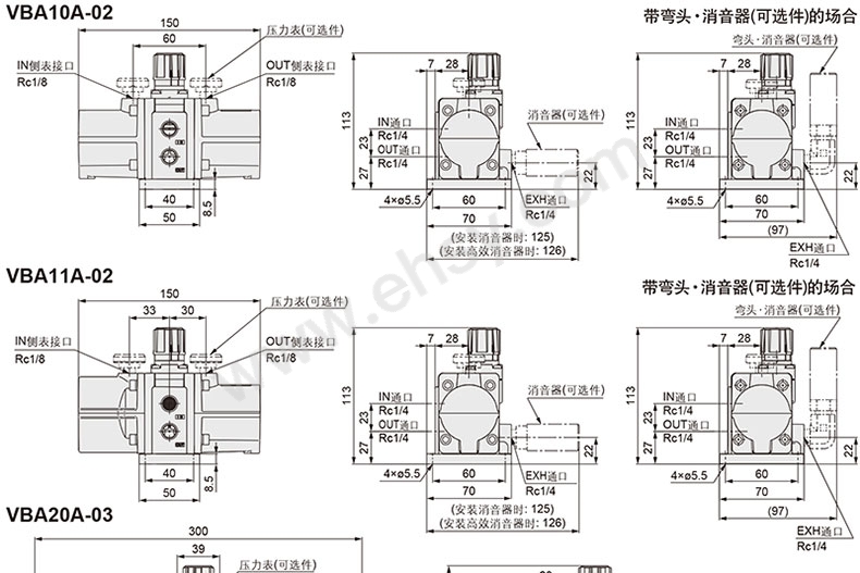 SMC VBA-A增压阀，VBA10A-02GN 手动操作型,接管Rc1/4",带压力表与消音器 售卖规格：1个【多少钱 规格参数 图片 采购】-西域