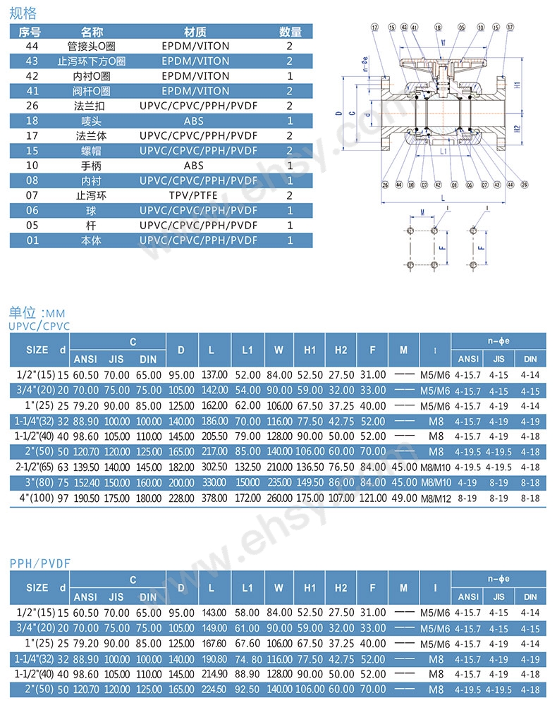 三厘 PPH法兰式双由令球阀-密封EPDM，国标 3" DN80,,PN10,38860130 售卖规格：1个【多少钱 规格参数 图片 采购】-西域