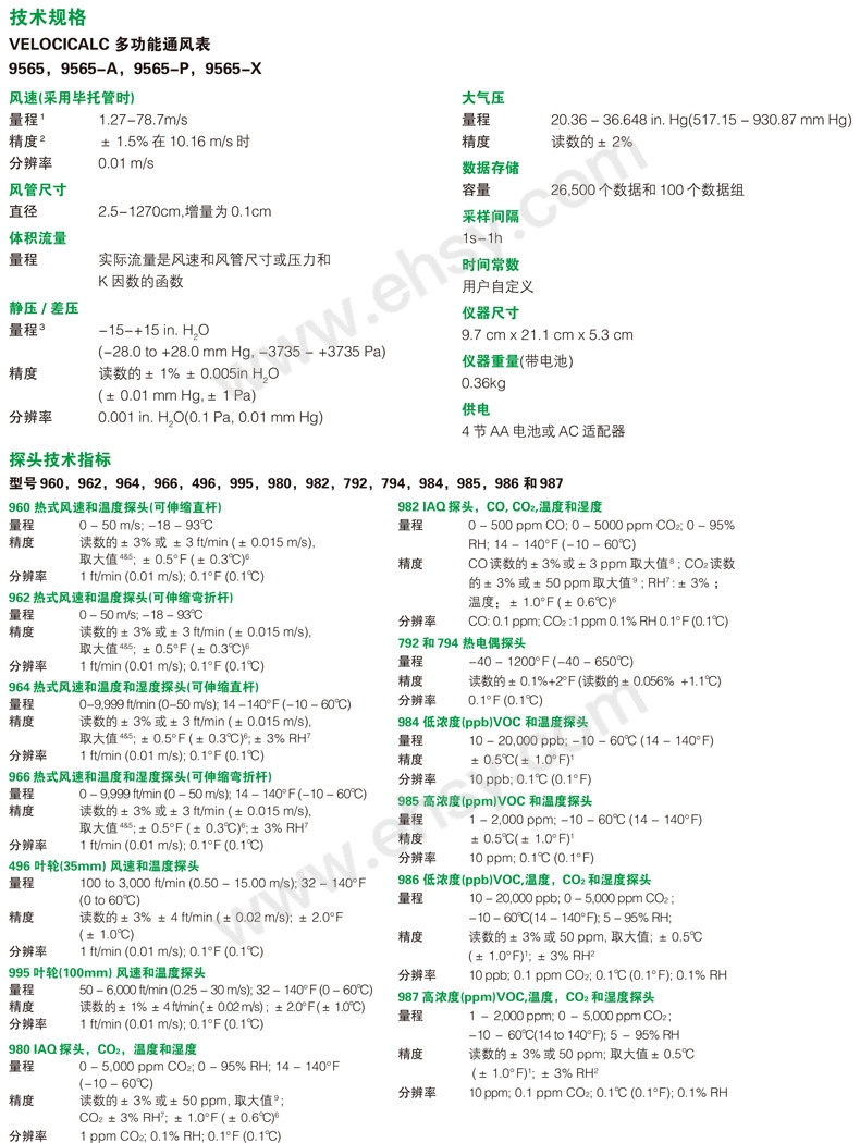 TSI 风速仪，9565（包含9565P主机+964探头） 售卖规格：1台【多少钱 规格参数 图片 采购】-西域