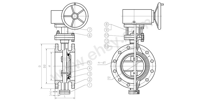 上海阀门厂 碳钢涡轮法兰式（三偏心）碟阀，D343H-25C DN200 阀座密封面：13Cr阀芯：WCB 售卖规格：1个【多少钱 规格参数 图片 采购】-西域