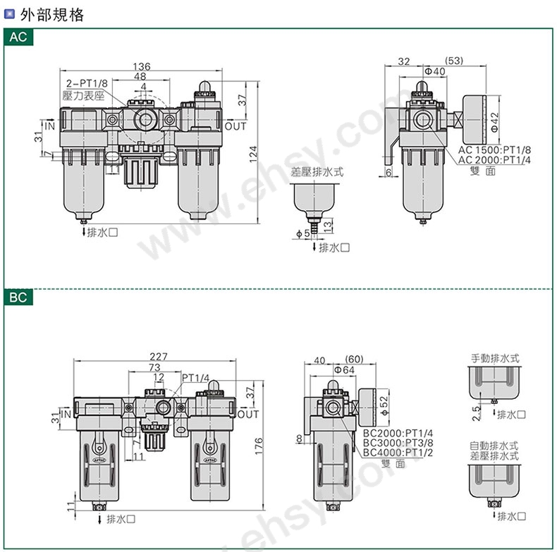 亚德客/AirTAC 三联件，AC20001 售卖规格：1个【多少钱 规格参数 图片 采购】-西域