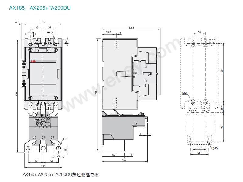 ABB 接触器，AX205-30-11（AC110V50HZ/AC110-120V60HZ）【多少钱 规格参数 图片 采购】-西域