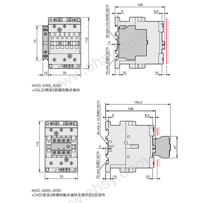 ABB AX系列 三极交流线圈接触器(交流线圈），AX32-30-10-80*220-230V50Hz/230-240V60Hz ...