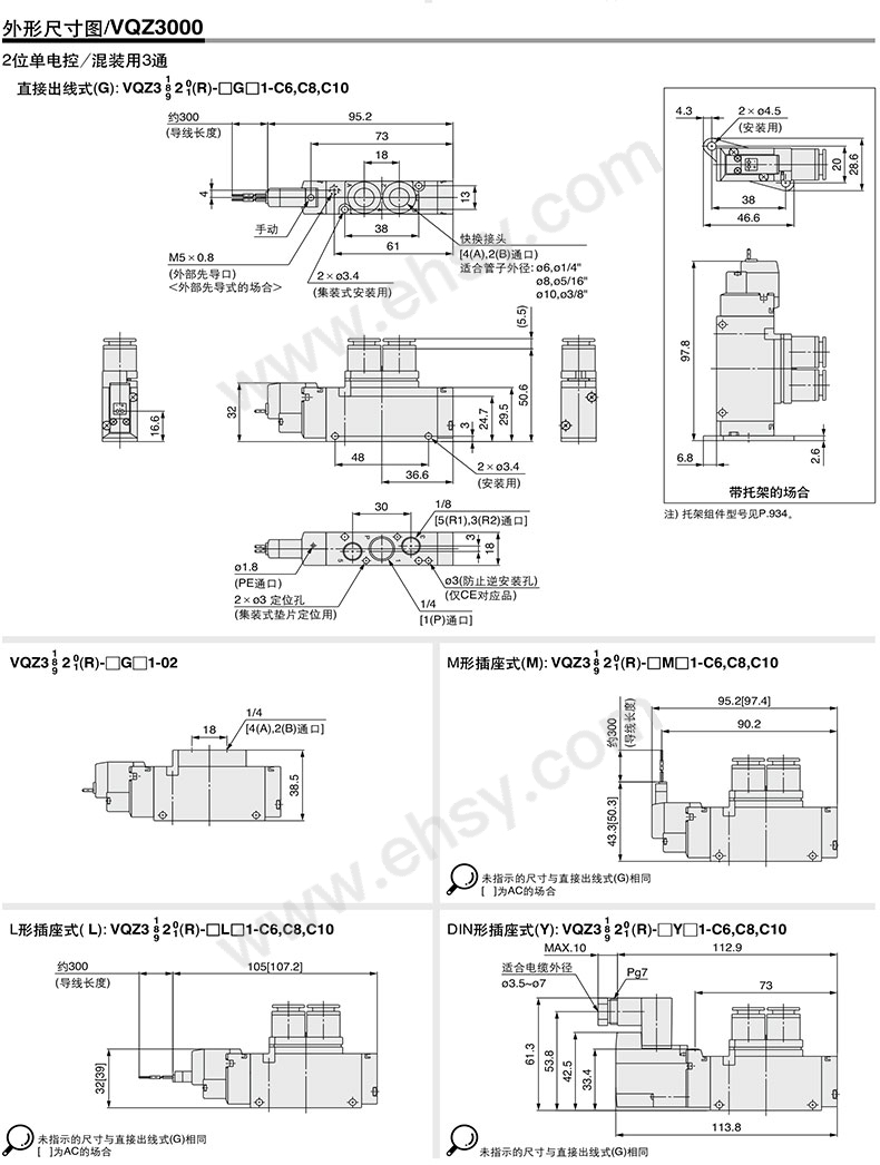 SMC 5通先导式电磁阀，VQZ3321-3L1-02 VQZ系列，直接配管型，插头引线组件，单体 售卖规格：1个【多少钱 规格参数 图片 采购】-西域