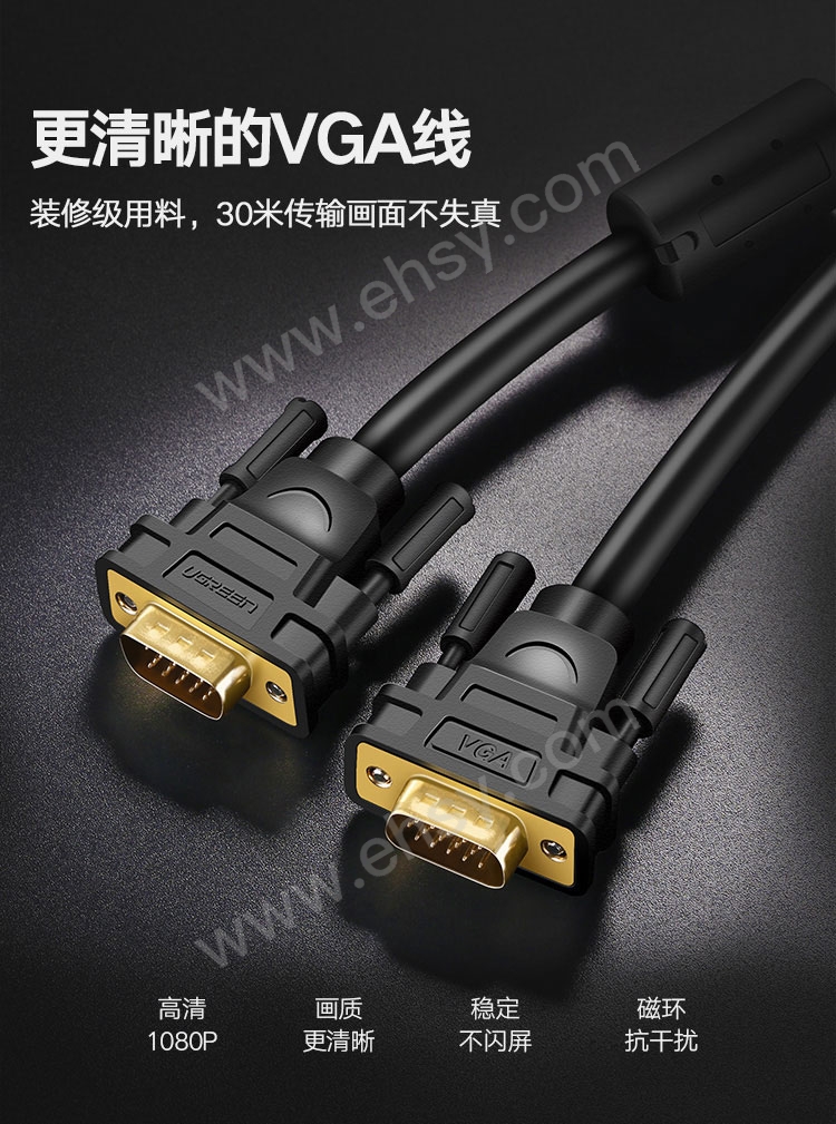 绿联/UGREEN 工程级VGA线，11633 vga3+6铜芯 10米 售卖规格：1个【多少钱 规格参数 图片 采购】-西域