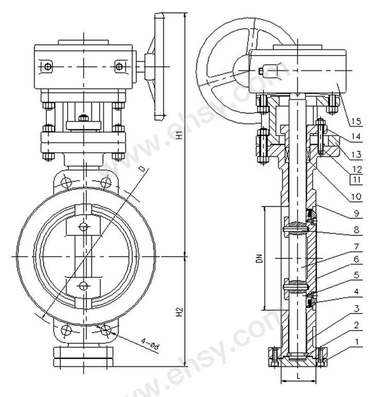 远洋阀门 不锈钢涡轮对夹蝶阀，D371W-10P，DN65，304不锈钢阀体，对夹连接【多少钱 规格参数 图片 采购】-西域
