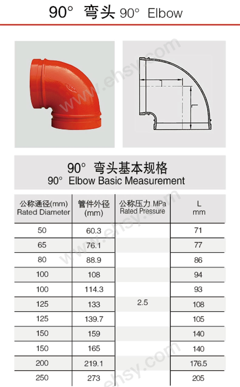 潍通 沟槽管件90°弯头，165mm，DN150，材质：球墨铸铁【多少钱 规格参数 图片 采购】-西域