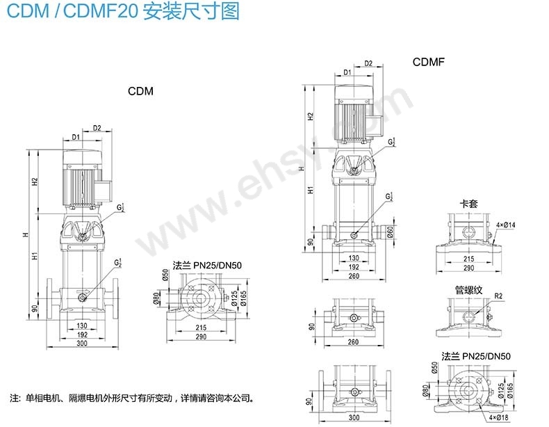 南方泵业/CNP CDM/CDMF系列热水型全不锈钢304多级泵 CDMF20-6-KSWSR，380V，DN50，卡套连接【多少钱 规格参数 图片 采购】-西域