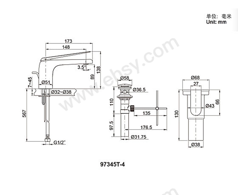 科勒 龙头，K-97345T-4-TT 艾非单把脸盆 售卖规格：1个【多少钱 规格参数 图片 采购】-西域