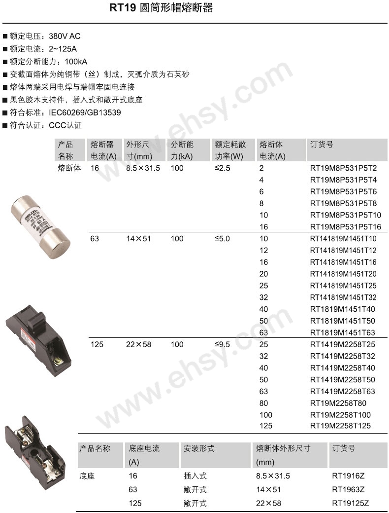 德力西/DELIXI RT14（RT18）圆筒形帽熔断器，RT14M2258T20 RT14 20A Φ22X58 售卖规格：1个【多少钱 ...