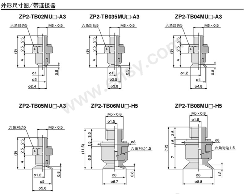 SMC 真空吸盘，ZP2-TB05MUGS-A3 低矮型吸盘,带连接器,MU平型 售卖规格：1个【多少钱 规格参数 图片 采购】-西域