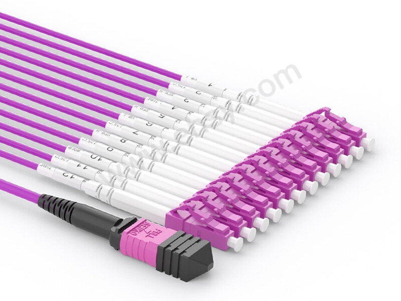 海乐 多模万兆MPO-LC12芯，40G转10G/100G转25G多模万兆OM4 MPO分支光纤线 50米 MPO-MTA12-LC-50M ...