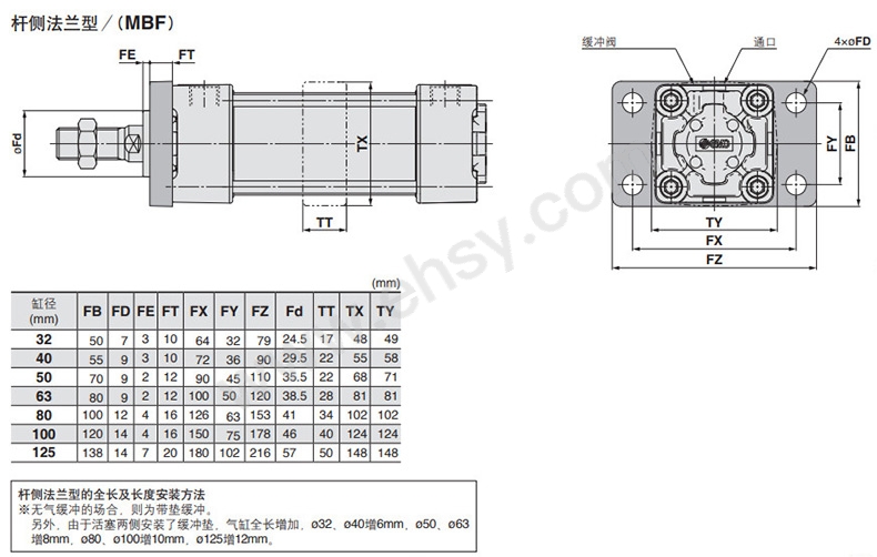 SMC 标准气缸，MB系列基本型，有磁性，MDBB40-400Z【多少钱 规格参数 图片 采购】-西域