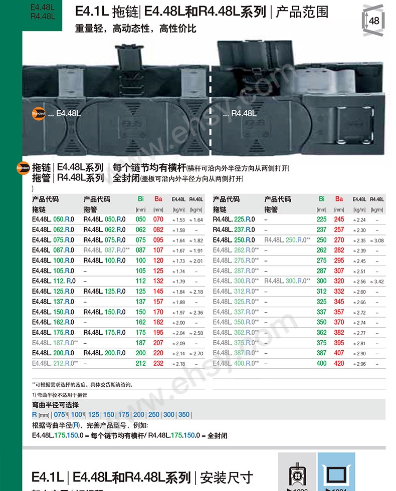 易格斯/igus 拖链，E4.1L|E4.48L系列E4.48L.150.175.0 内宽150，弯曲半径175 售卖规格：1节【多少钱 规格参数 图片 采购】-西域