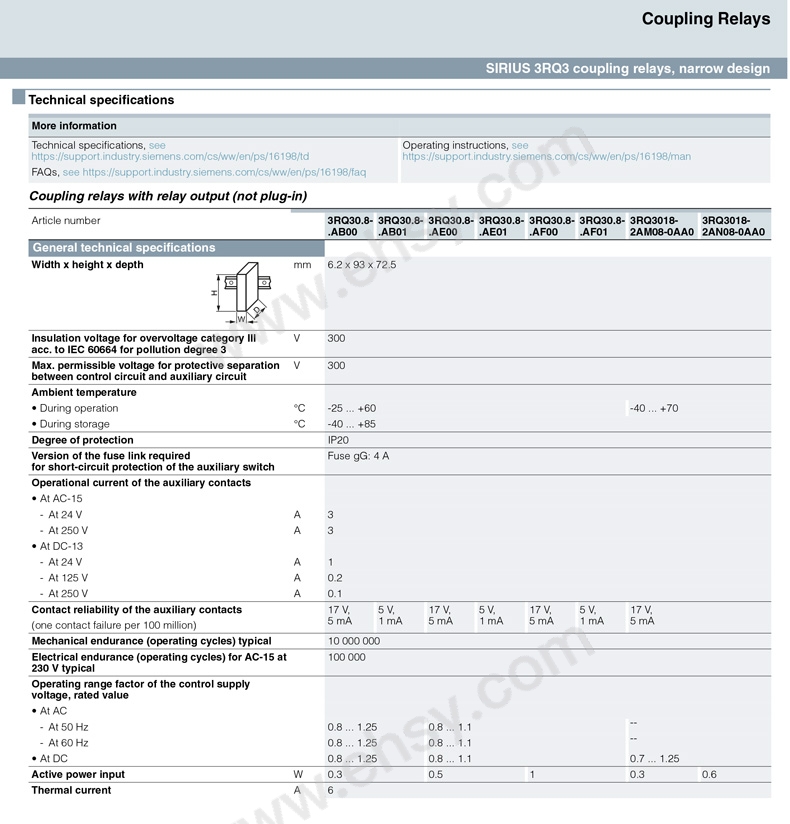 西门子/SIEMENS 3RQ 耦合继电器，3RQ3018-1AB00 3RQ30181AB00 售卖规格：1个【多少钱 规格参数 图片 采购】-西域