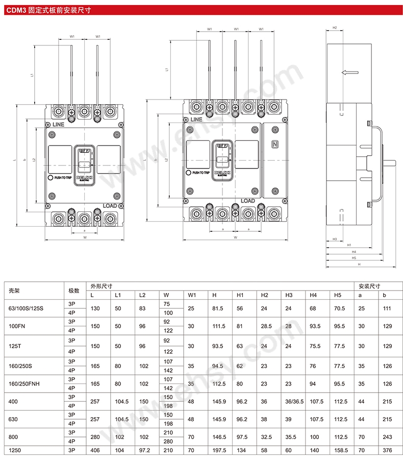 德力西DELIXI 塑壳漏电断路器，CDM3-800F/3320 800A 插入式板后接线【多少钱 规格参数 图片 采购】-西域