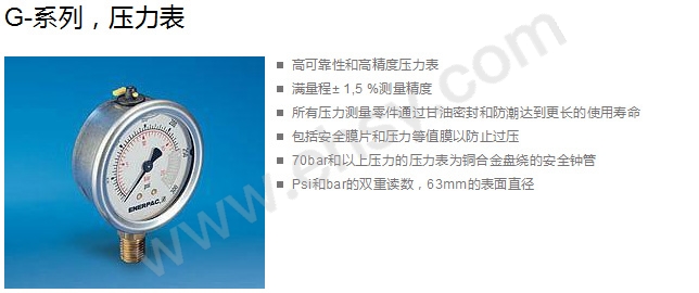 恩派克/ENERPAC 压力表，G2535L ，接口1/4" NPT 售卖规格：1个【多少钱 规格参数 图片 采购】-西域