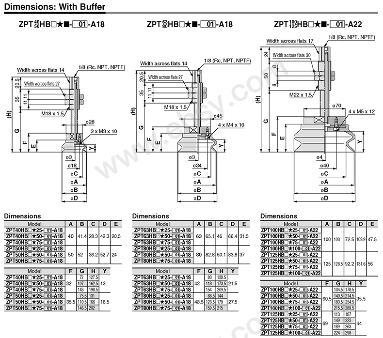 SMC ZPT系列，纵向真空引出型:带缓冲，ZPT50HBNJ25-B01-A18【多少钱 规格参数 图片 采购】-西域
