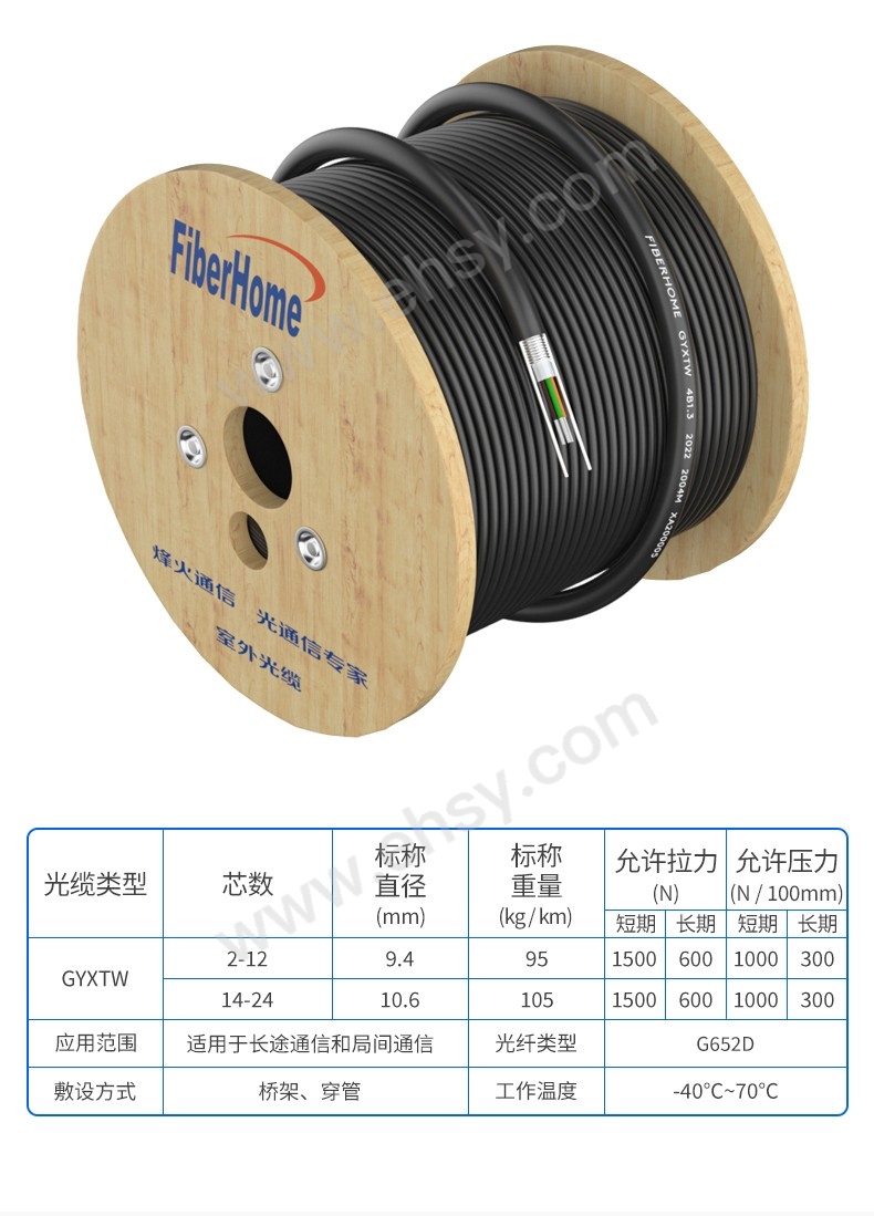 烽火 中心管式轻室外铠装光缆，GYXTW-12B1.3 12芯单模电信级光纤线，100米倍数下单 售卖规格：1米【多少钱 规格参数 图片 采购】-西域