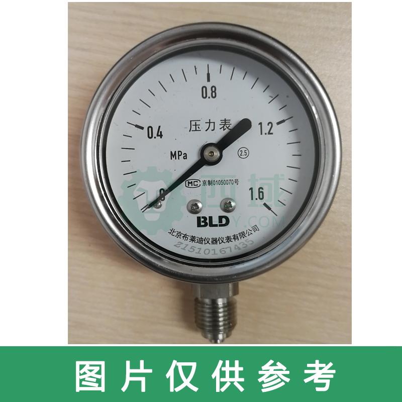 布莱迪 不锈钢压力表，YTHN-063.ZT.513.M270.Z14 0-1.6MPa 304+316 1/4"NPT轴向带边安装表头充硅油【多少钱 规格参数 图片 采购】-西域