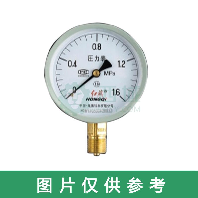 红旗 压力表（轴向 含检测），Y100Z/1.6级 0-1.6Mpa【多少钱 规格参数 图片 采购】-西域