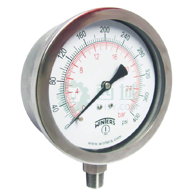 文特斯 PFQ不锈钢压力表，φ100mm 0-10MPa 304SS+304SS 轴向无边 G1/4 1.6级 不充液【多少钱 规格参数 图片 采购】-西域