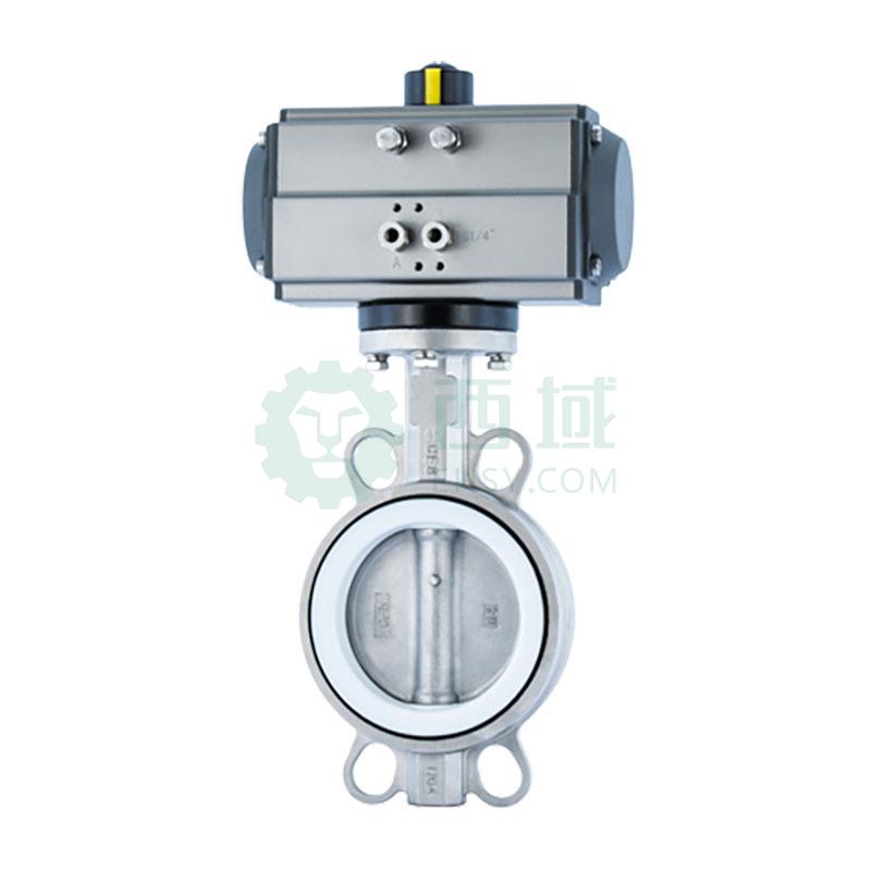 加能 气动蝶阀四氟阀座，D671F-16P DN800 304板304体,双作用，开关型，220V，含三联件，80℃ 售卖规格：1台【多少钱 规格参数 图片 采购】-西域