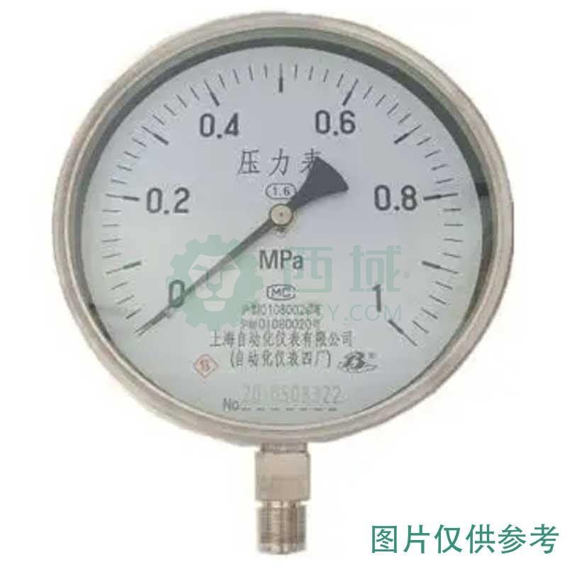 上自仪 压力表，Y-60BF/0-1Mpa/M14*1.5/304+禁油，定制产品，介质为氩气、氮气【多少钱 规格参数 图片 采购】-西域