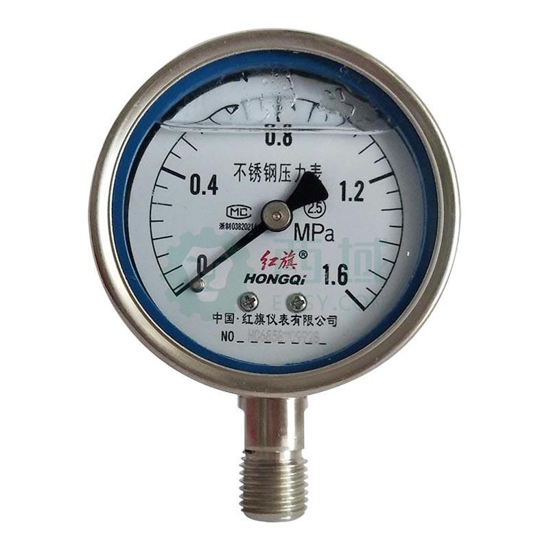 红旗 不锈钢抗震压力表，YTN-100BF 0~0.6MPa,M20*1.5,1.6级,316 售卖规格：1个【多少钱 规格参数 图片 采购】-西域