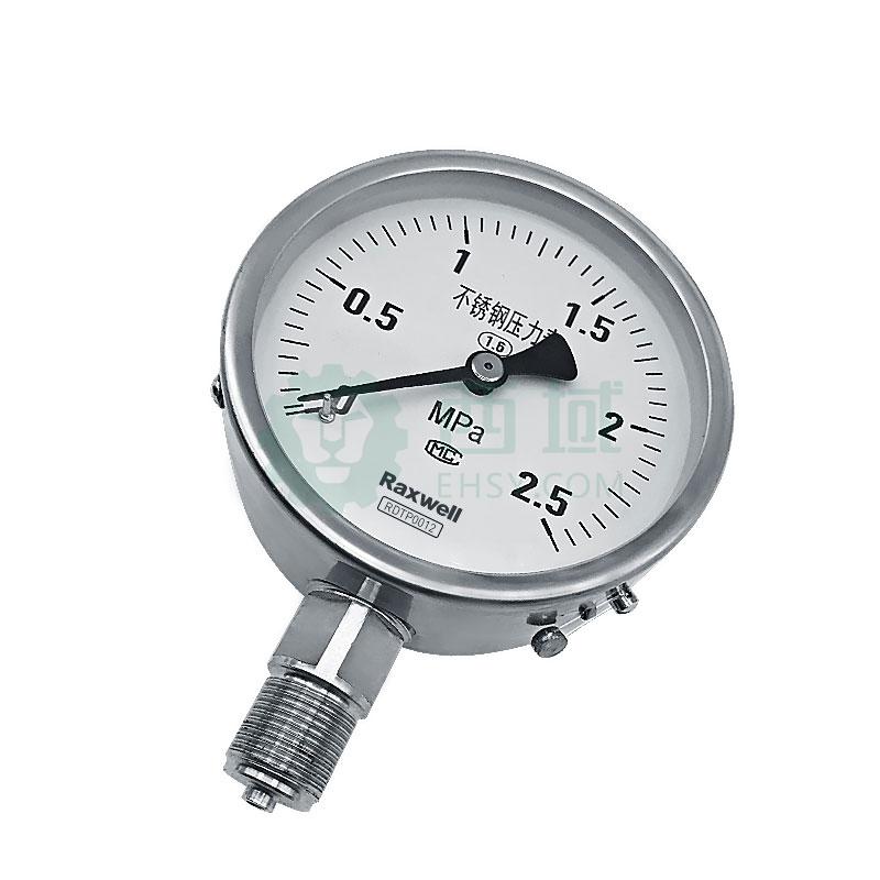 Raxwell 不锈钢耐震压力表，RODT1176 Y－103BFZ0-0.1MPa,1.0级,M20*1.5,轴向,带前边,304 售卖规格 ...