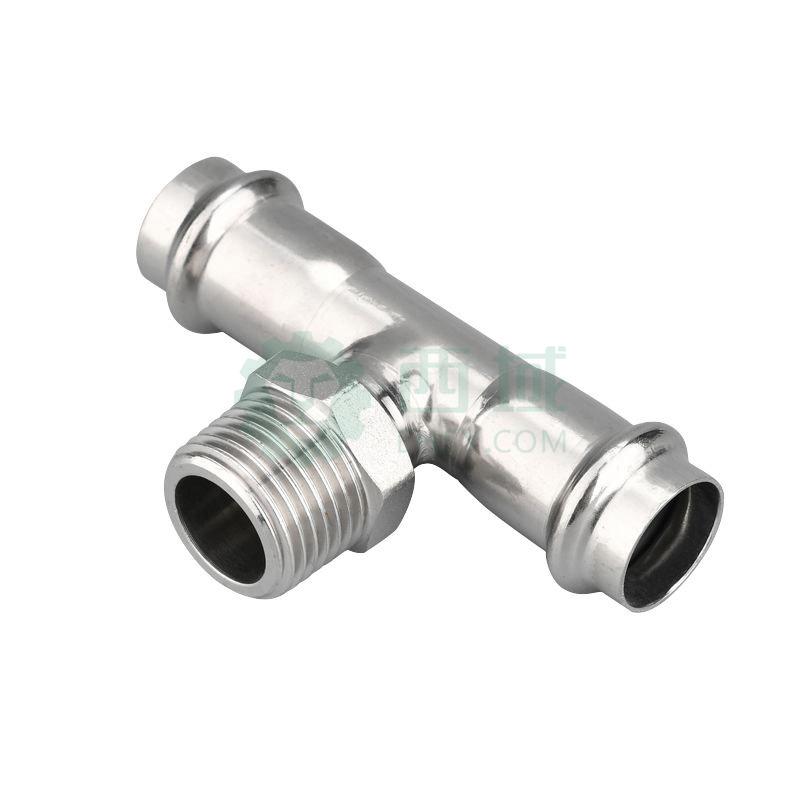 谦华智科 304不锈钢卫生级T型双卡压外螺纹正三通接头，TDK76.1-DN25，管内径76.1mm-外丝1寸 售卖规格：1个【多少钱 规格参数 图片 采购】-西域